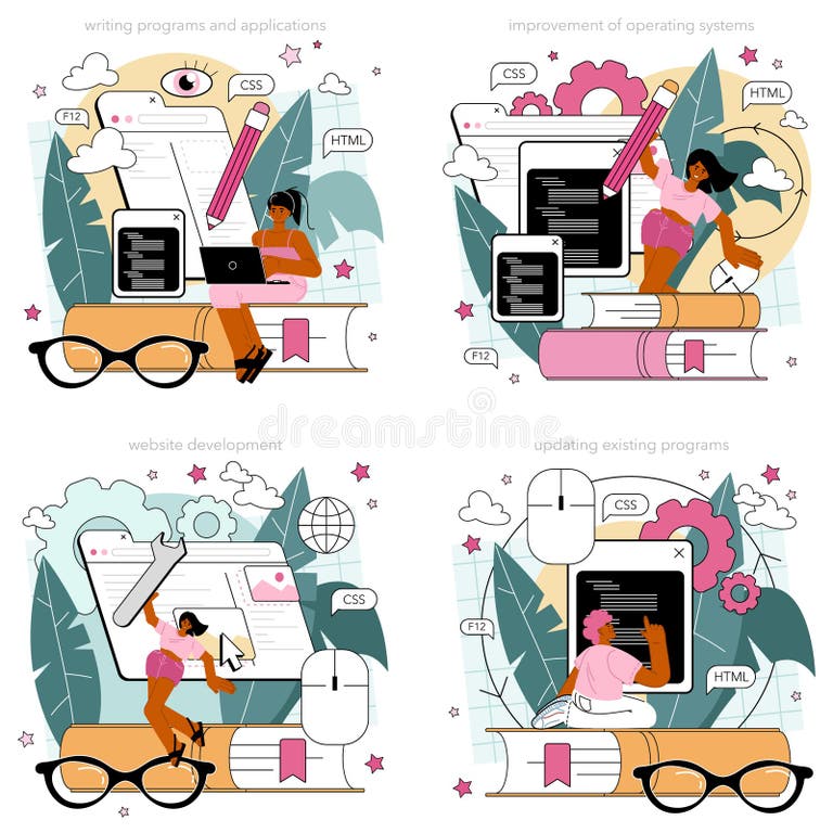 Programming Concept Set. Idea of Coding, Testing and Writing Program ...