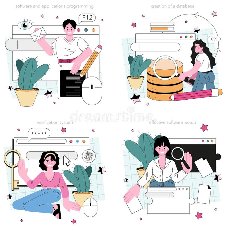 Programming Concept Set. Idea of Coding, Testing and Writing Programs ...