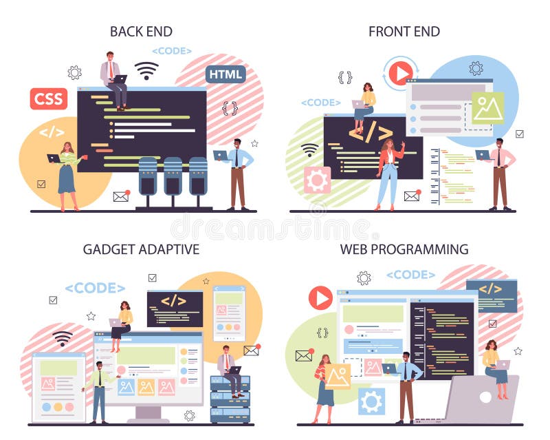 Back End Development Concept. Software Development Process Stock Vector - Illustration of ...