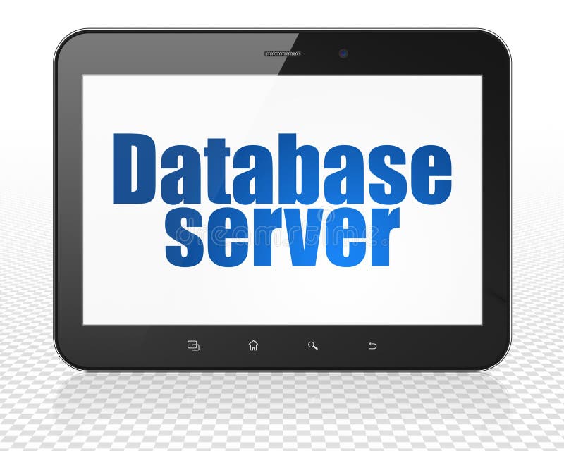 Programming Concept: Tablet Pc Computer with Database Server on Display ...
