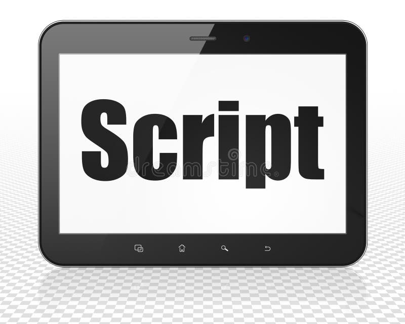 Programming Concept: Tablet Pc Computer with Script on Display Stock ...
