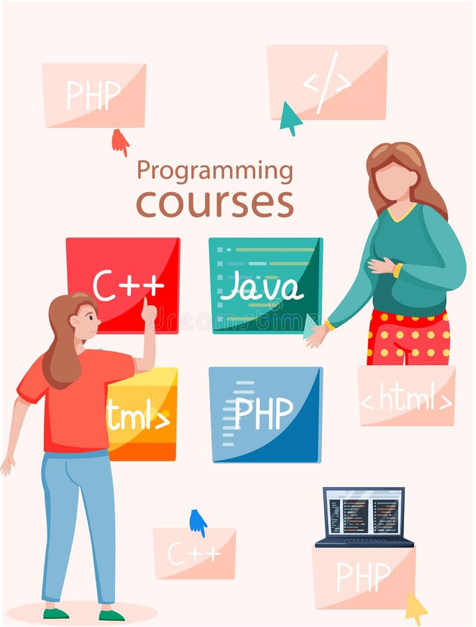 Education Programmers, Computer Science Lesson. Children at School Stock Illustration ...