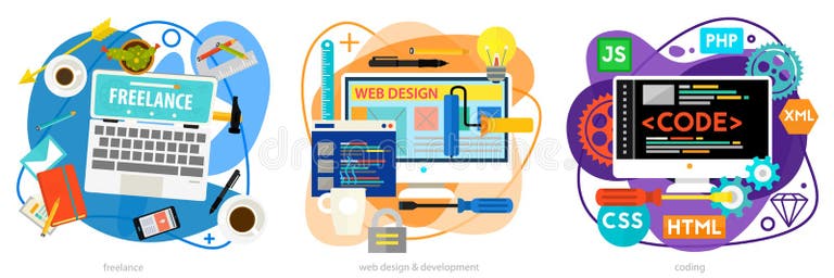 Programming, Development, Analytics and Coding Concept Banners Stock ...