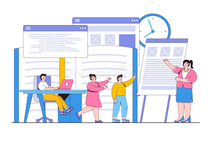 Programming or Digital Technology Concept. Children Working and ...