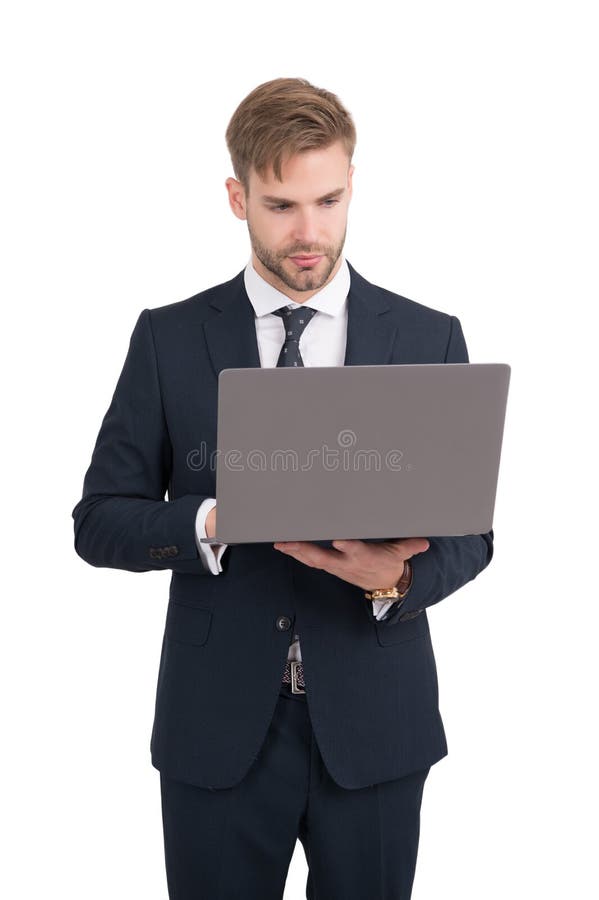 Programming Engineer in Formal Style Suit Use Laptop for Working Online ...