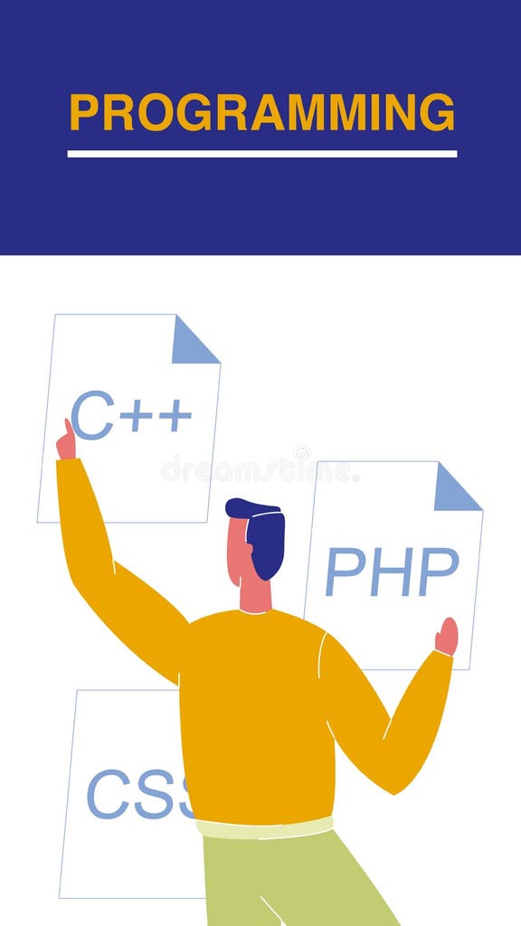 Programming Flat Vector Brochure, Flyer with Text Stock Vector ...