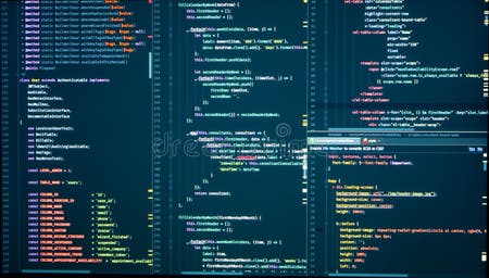 Programming with HTML, PHP and Javascript. Backend Source Code on Monitor Stock Image - Image of ...