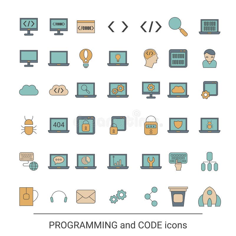Programming icon set stock vector. Illustration of network - 106939126