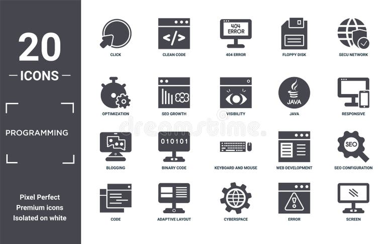 Programming Icon Set. Include Creative Elements As Click, Secu Network ...