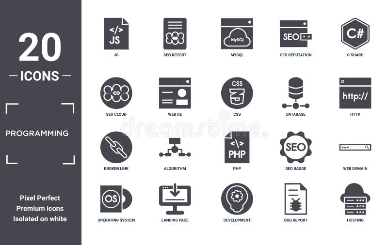 Programming Icon Set. Include Creative Elements As Js, C Sharp ... Programming Icon Set. Include Creative Elements As Js, C Sharp ...