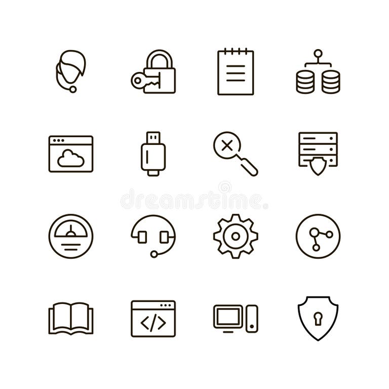 Programming icon set stock vector. Illustration of outline - 103747952