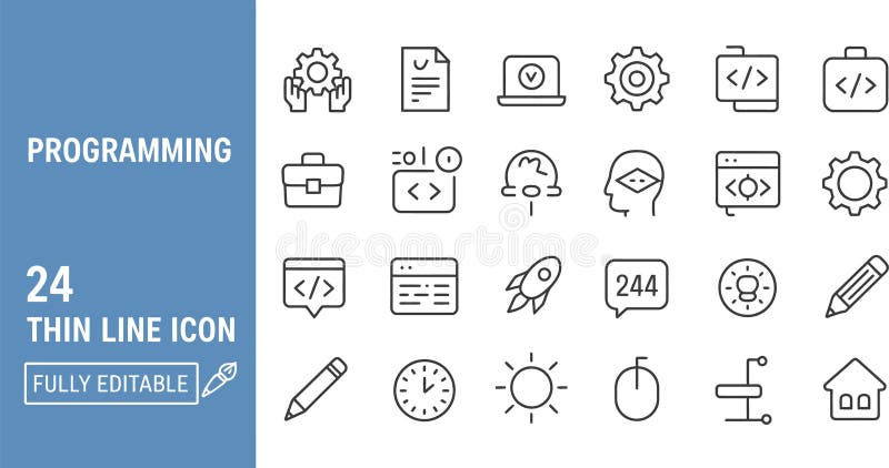 Programming Icons Representing Coding Development and Technology Stock Vector - Illustration of ...
