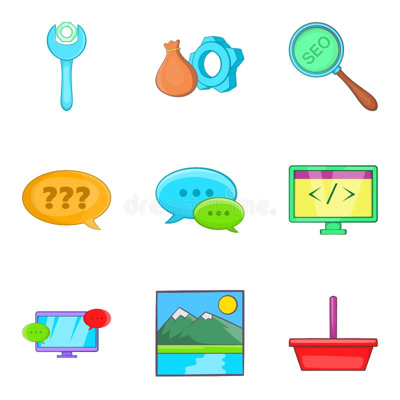 Programming Icons Set, Cartoon Style Stock Vector - Illustration of ... Programming Icons Set, Cartoon Style Stock Vector - Illustration of ...