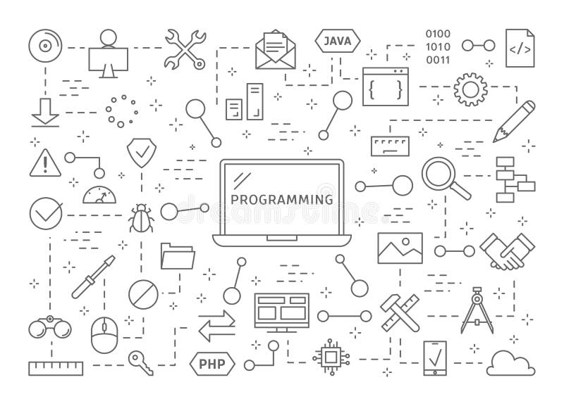 Programming icons set. stock vector. Illustration of programming ... Programming icons set. stock vector. Illustration of programming ...