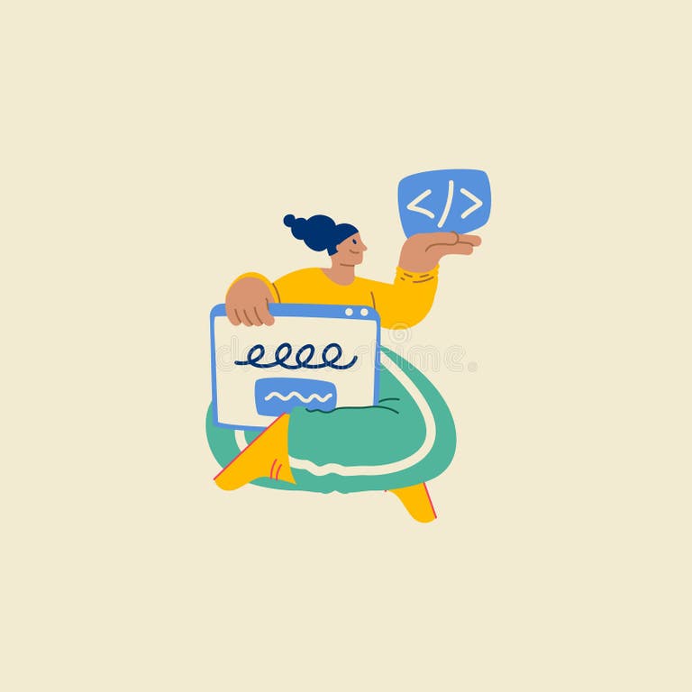 Programming Illustration. Different Characters Working on Web and ...