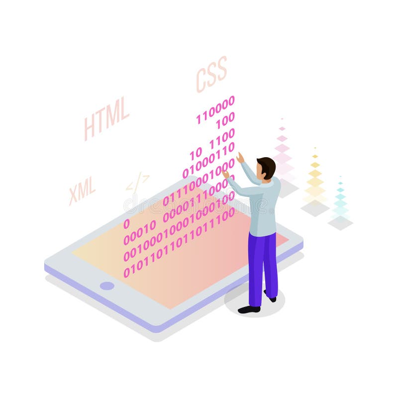 Programming Isometric Concept Stock Vector - Illustration of code ... Programming Isometric Concept Stock Vector - Illustration of code ...
