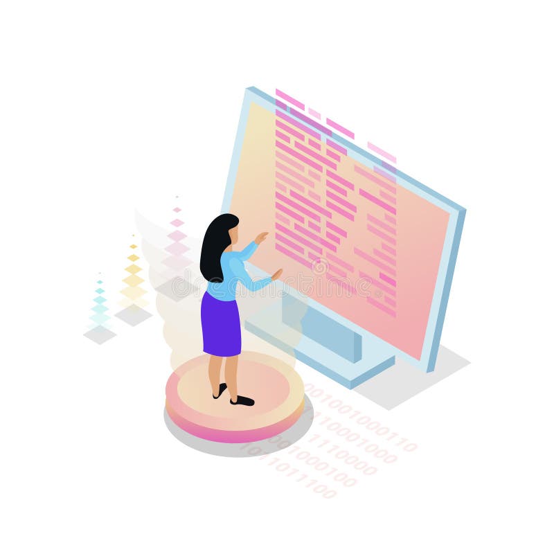 Programming Isometric Concept Stock Illustration - Illustration of professional, programming ...