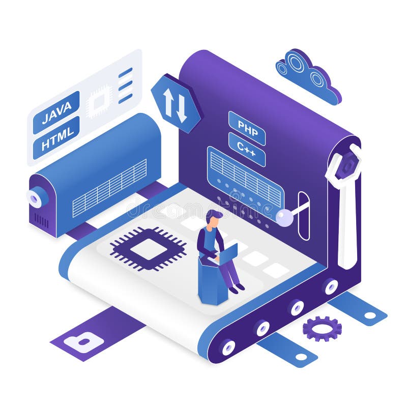 Programming Isometric Vector Illustration Stock Vector - Illustration ...