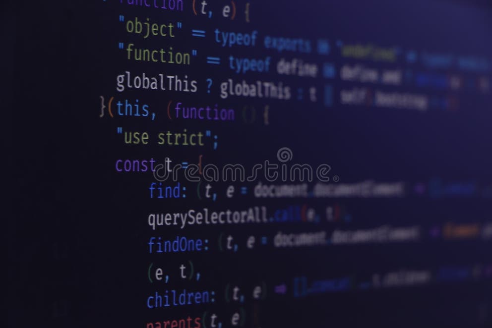 Programming Javascript on Laptop Computer Screen. Program Code PHP HTML ...