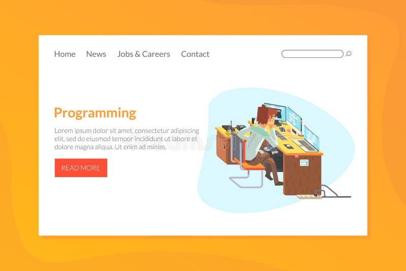 Programming Landing Page Design Pc With Program Code And Icons Java Html Css Html Stock