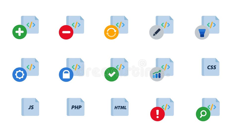 Programming Language Code Script File Icon Set Collection of Coding ...