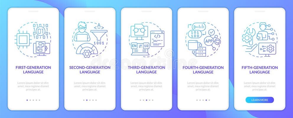 Programming Language Development Blue Gradient Onboarding Mobile App ...
