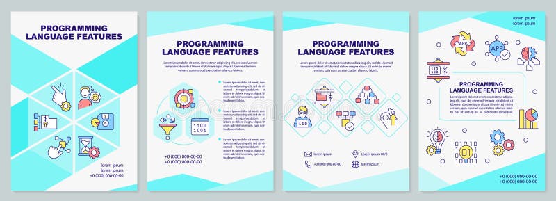 Programming Language Features Brochure Template Stock Vector