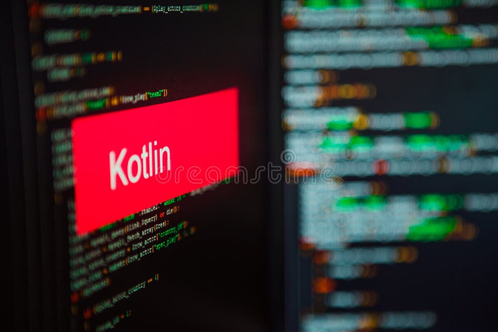 Programming Language, Kotlin Inscription on the Background of Computer ...