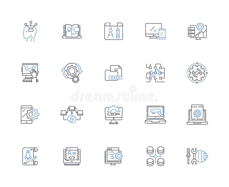 Programming Language Line Icons Collection Syntax Compiler Debugger Variable Function 0528