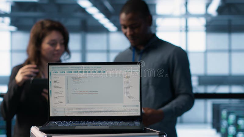 Programming Language on Notebook Used by Server Room it Experts, Close Up Stock Image - Image of ...