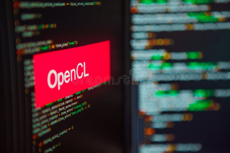 Programming Language, OpenCL Inscription on the Background of Computer ...