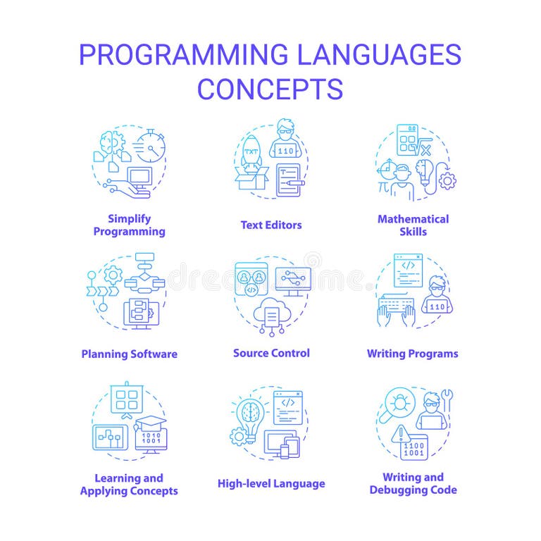 Programming Languages Pack Stock Illustrations – 50 Programming ...