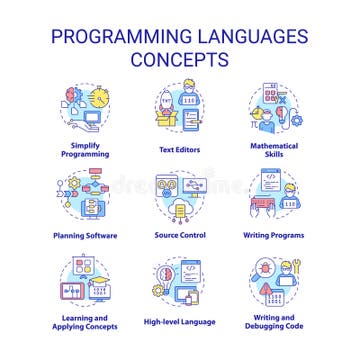 Programming Languages Pack Stock Illustrations – 50 Programming ...