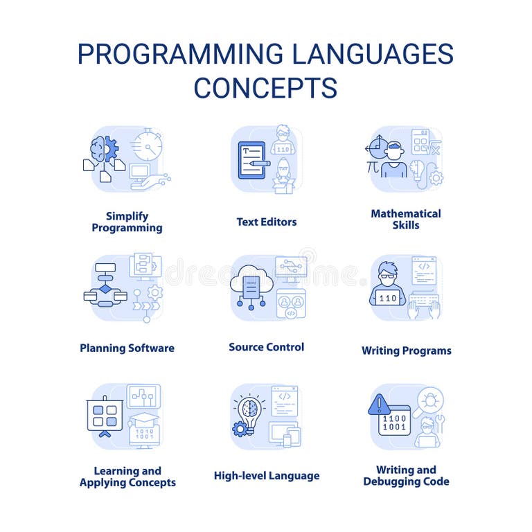 Programming Languages Pack Stock Illustrations – 50 Programming ...
