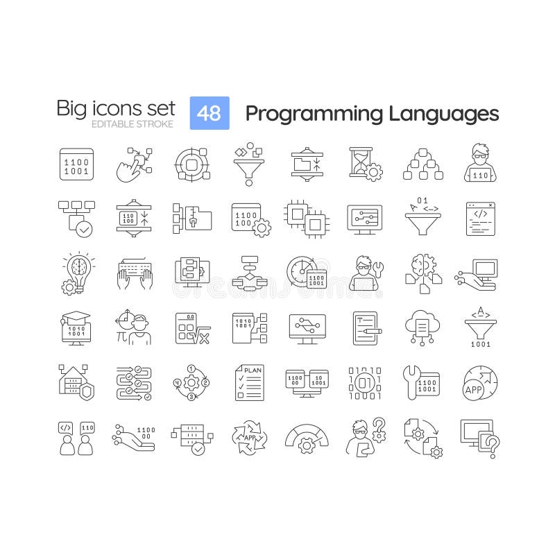 Programming Languages Icons Set Stock Illustrations – 185 Programming ...
