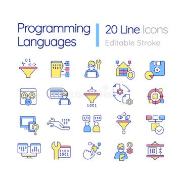 Programming Languages Pack Stock Illustrations – 50 Programming ...