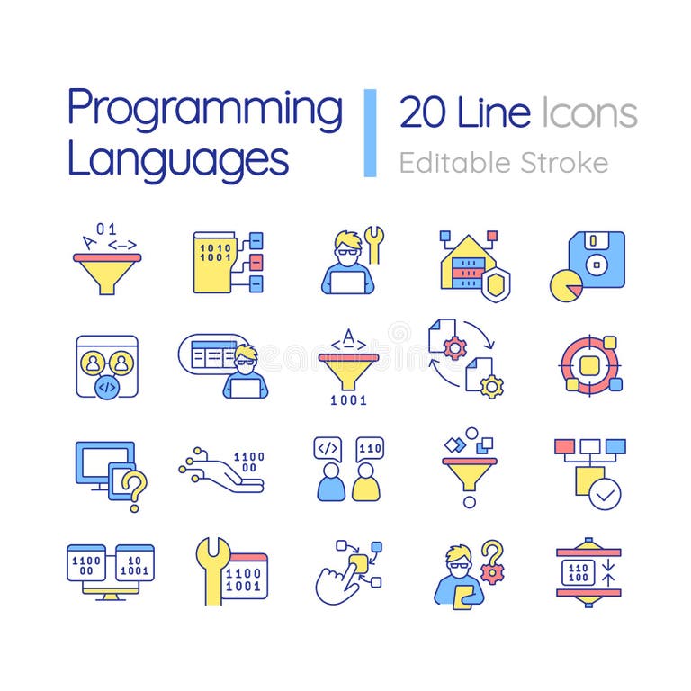 Programming Languages Pack Stock Illustrations – 50 Programming ...