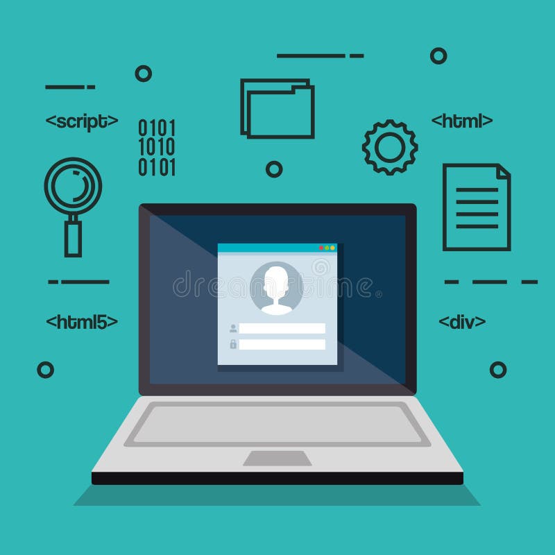 Programming Languages Set Icons Stock Vector - Illustration of settings ...