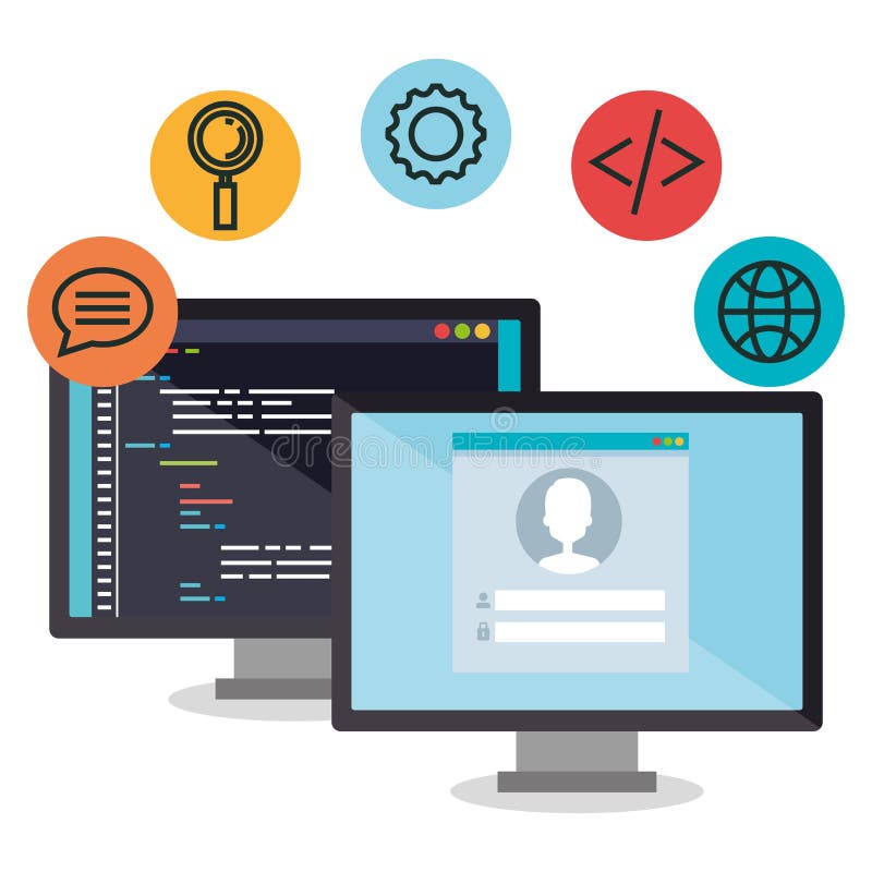 Programming Languages Computer Screen Stock Vector - Illustration of display, develop: 81709195