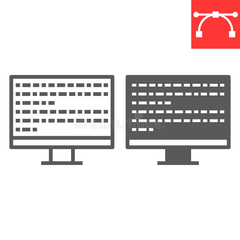 Coding Monitor Logo Design Template Vector Lineart Stock Vector ...