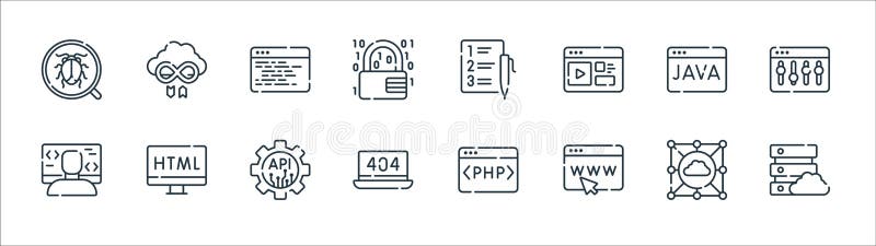 Programming Line Icons. Linear Set Stock Vector - Illustration of ...