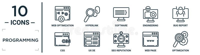 App Programming, Linear Icons, Line Signs Set, Vector Collection Stock ... App Programming, Linear Icons, Line Signs Set, Vector Collection Stock ...