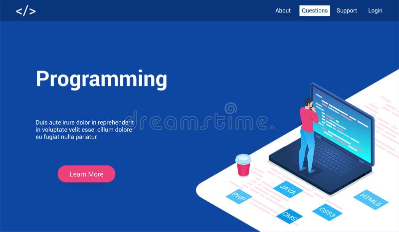 Programming lp template stock vector. Illustration of data - 137687834