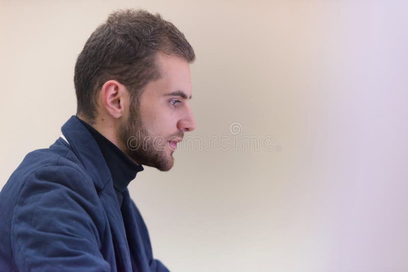 Programming Man Working On Computer In It Office Sitting At Desk