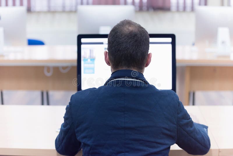 Programming. Man Working on Computer in it Office, Sitting at Desk Writing Codes Stock Photo ...