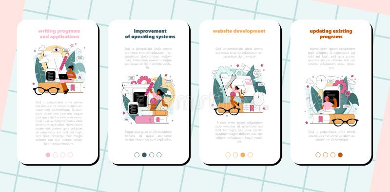 Programming Mobile Application Banner Set. Idea of Coding, Testing ... Programming Mobile Application Banner Set. Idea of Coding, Testing ...