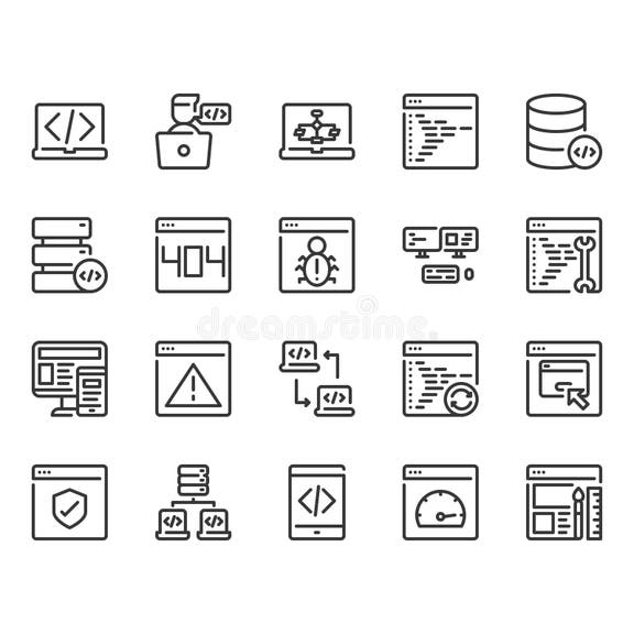 Programming Icon Set.Vector Illustration Stock Vector - Illustration of ...