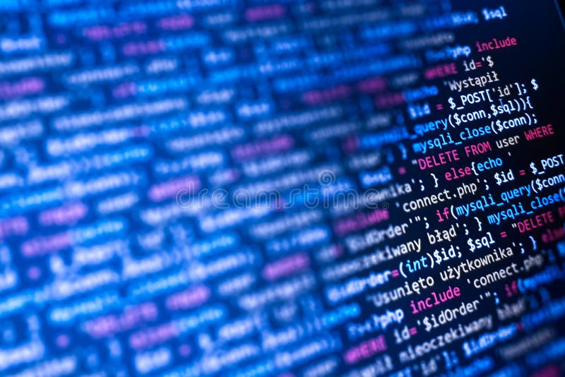 Computer Source Code And Stock Graph Chart On Monitor Screen Modern 5745