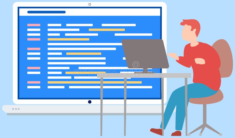 Programming Process Of Creating Computer Programs Coding Programmer At Work With Computer 2879