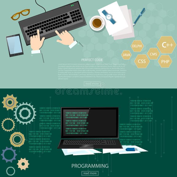 Programming Process Man Writing Programming Code Stock Vector - Illustration of debug, computer ...